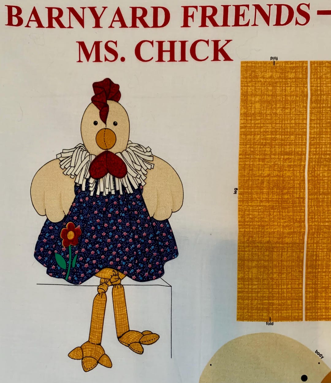Barnyard Friends Ms. Chick Fabric Chicken Doll Panel by VIP Cranston ...