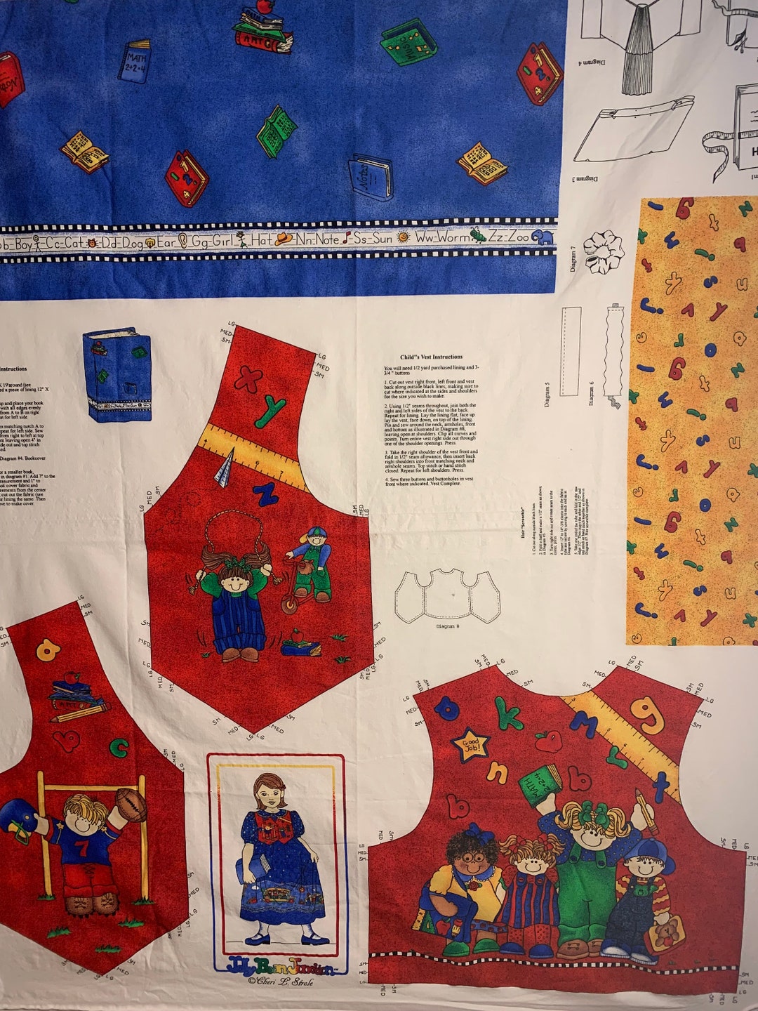 School Days Children’s Vest Panel and Bonus Book Cover! by Jelly Bean ...