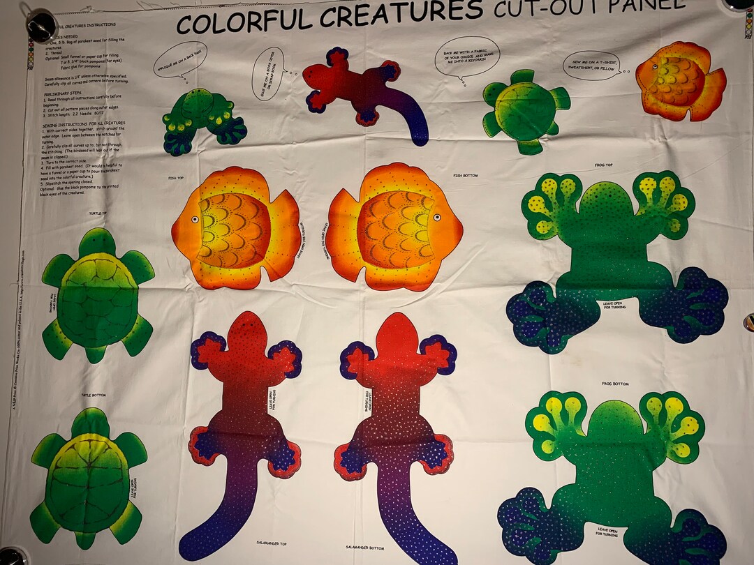 Colorful Creatures Cut Out Fabric Panel! Sparkles! by VIP! - Etsy