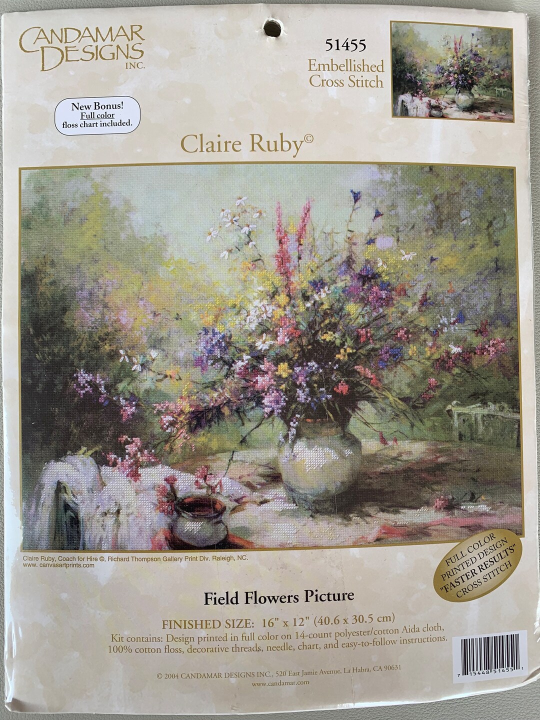 Field Flowers Picture Embellished Cross Stitch Kit by Candamar Designs ...