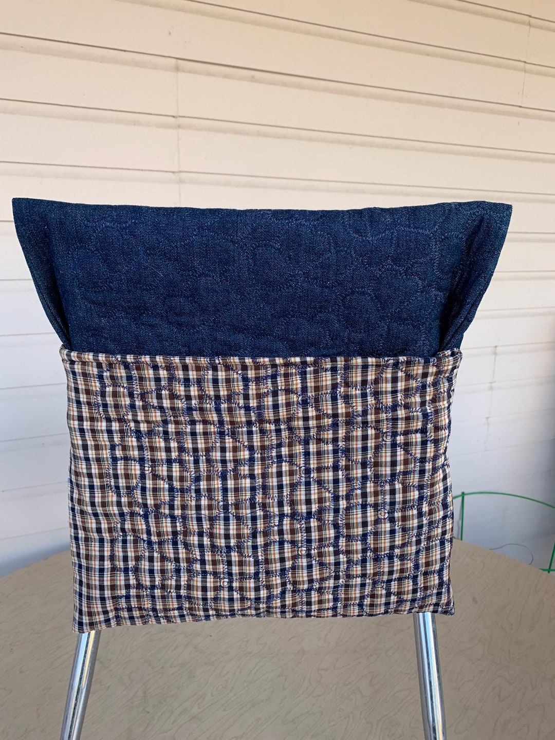 Set of 6 Double-sided Quilted Denim Chair Pockets Fits Chair Back ...