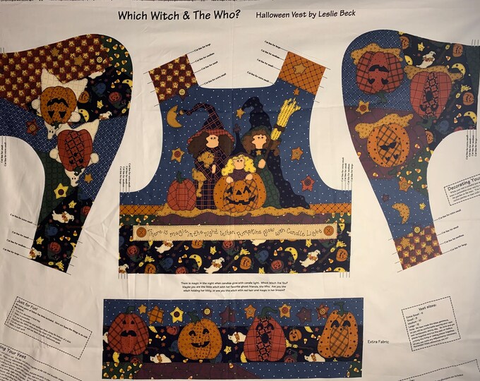 Halloween Which Witch and the Who Adult Vest Fabric Panel 100% Cotton ...