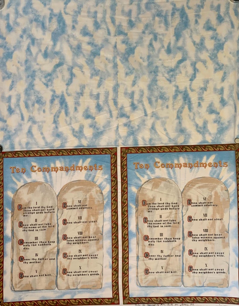 Vintage the Ten Commandments Fabric Panels! Two Panels With Each Order ...