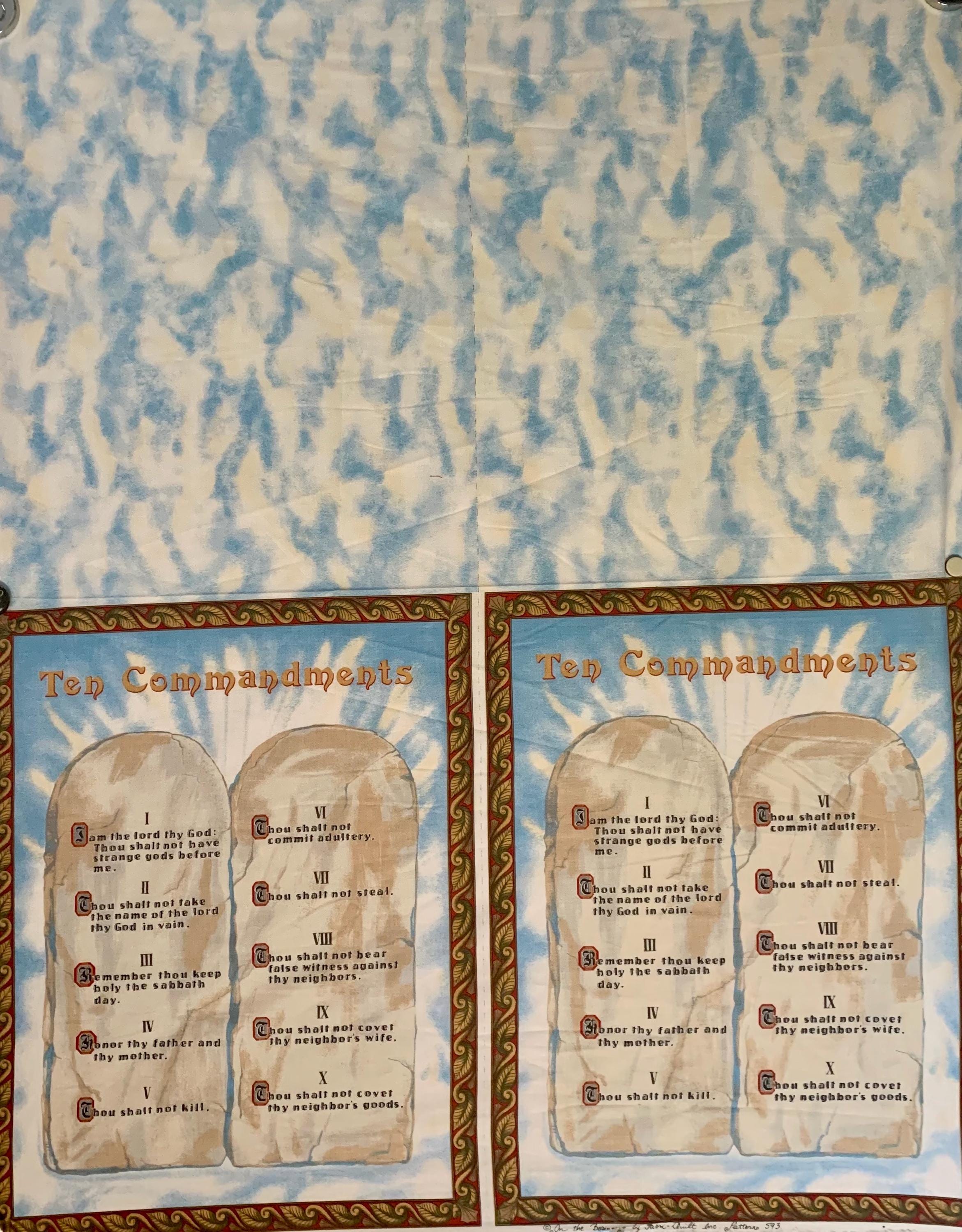 Vintage the Ten Commandments Fabric Panels! Two Panels With Each Order ...