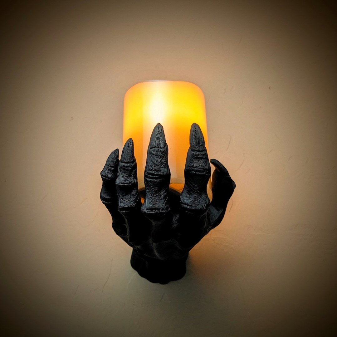 Demon Hands Candle Holder | Wall Mounted | Real Wax LED Candle ...