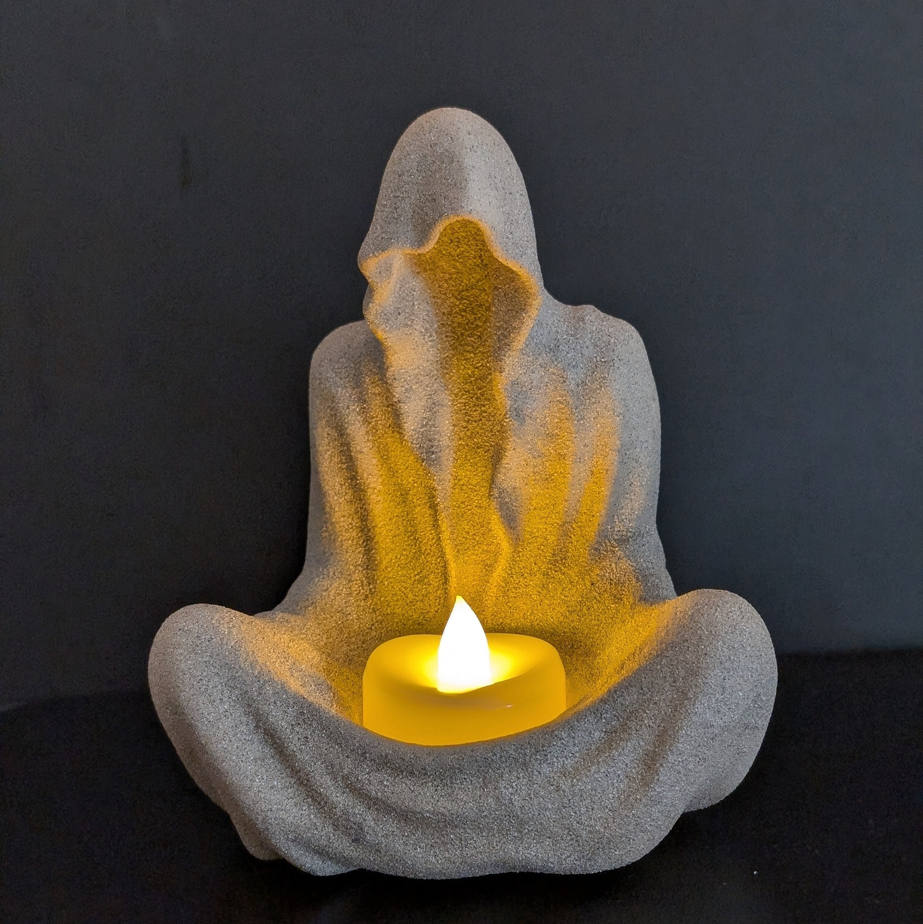 Tea Light LED Candle Holder - Resin Meditating Ghost - Grim Reaper ...