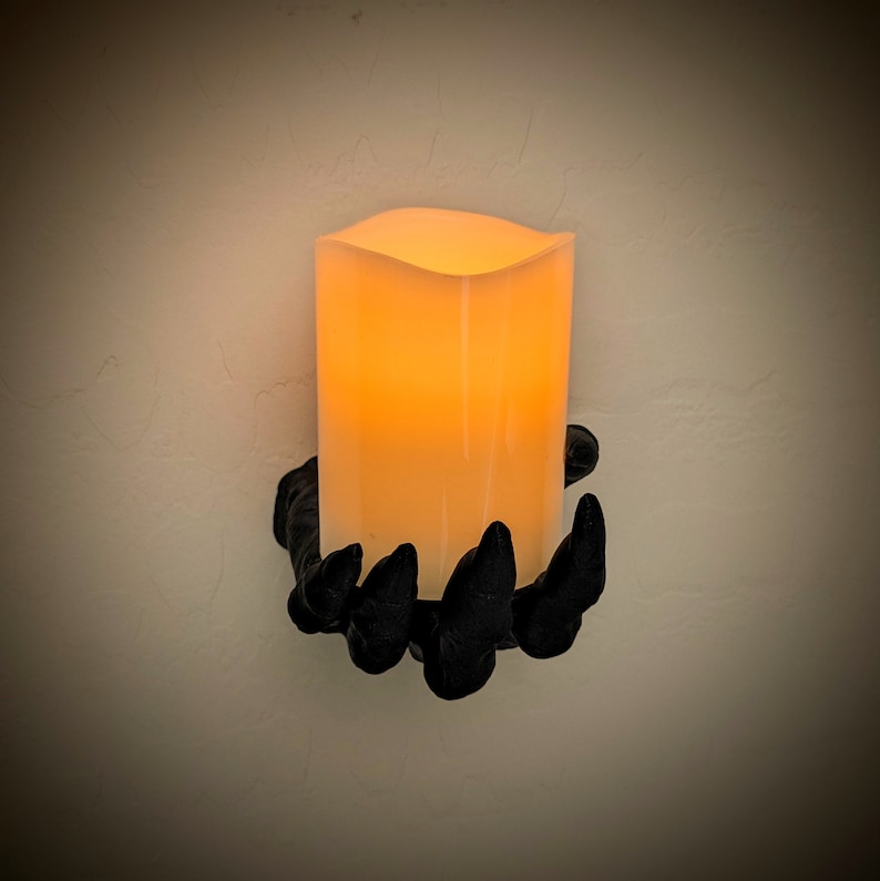Demon Hands Candle Holder | Wall Mounted | Real Wax LED Candle ...