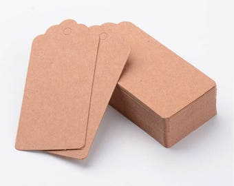 100 Perforated Hang Tags Small Bracket Kraft Price Tags