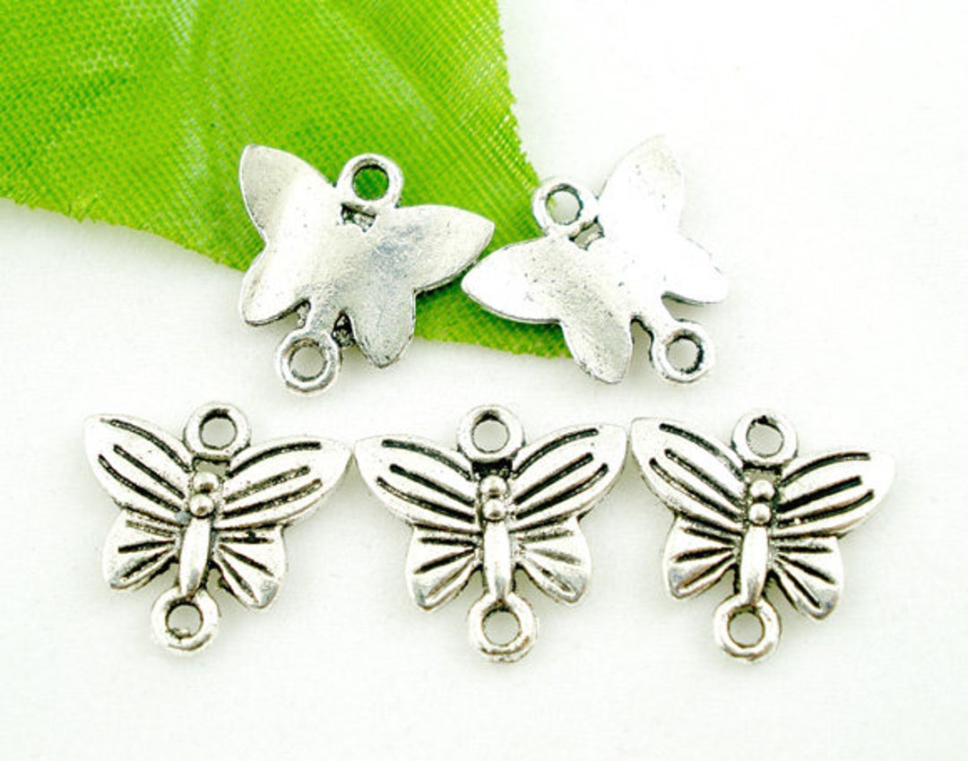 4 Antique Silver Butterfly Connectors - Etsy
