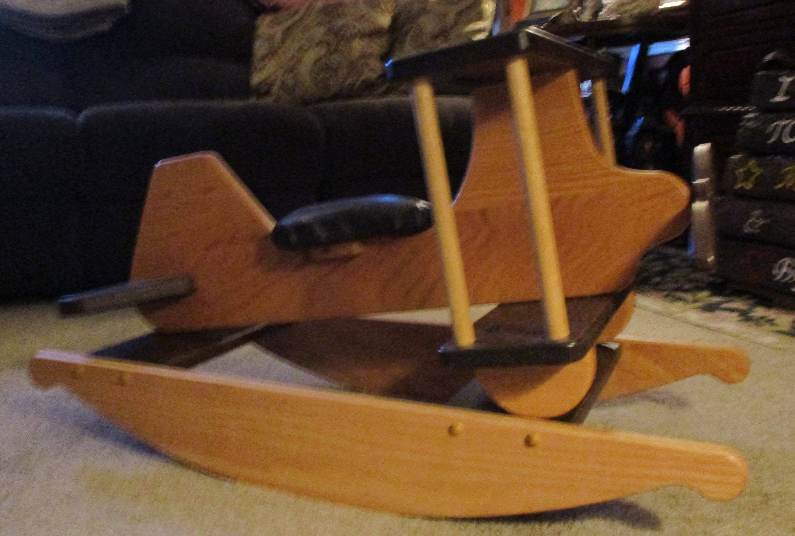 Vintage Wooden Rocking Airplane - Etsy