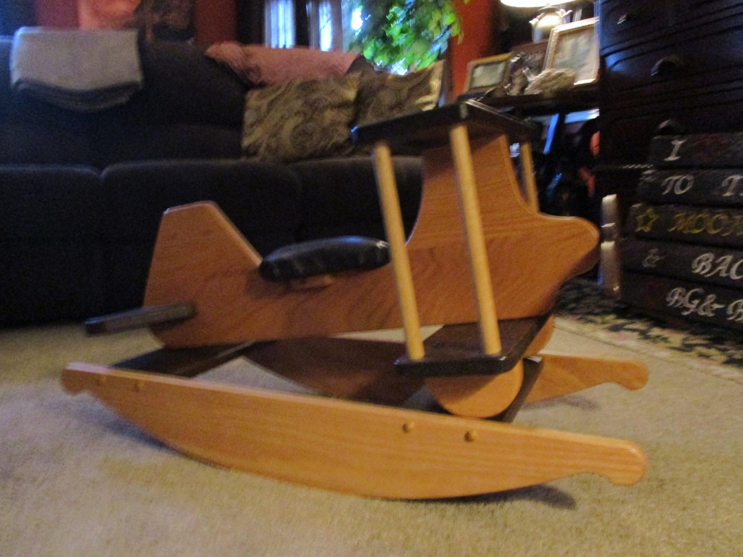 Vintage Wooden Rocking Airplane - Etsy