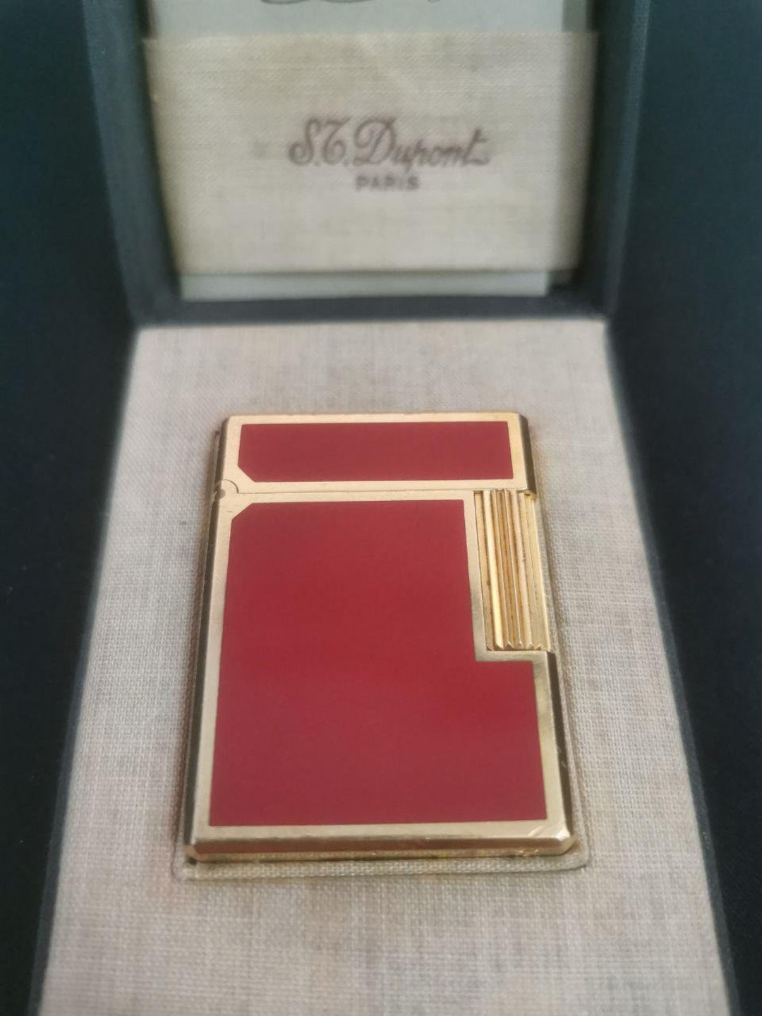 Collectible Lighter, S.T. Dupont Ligne 1, Gold and Red China Lacquer ...