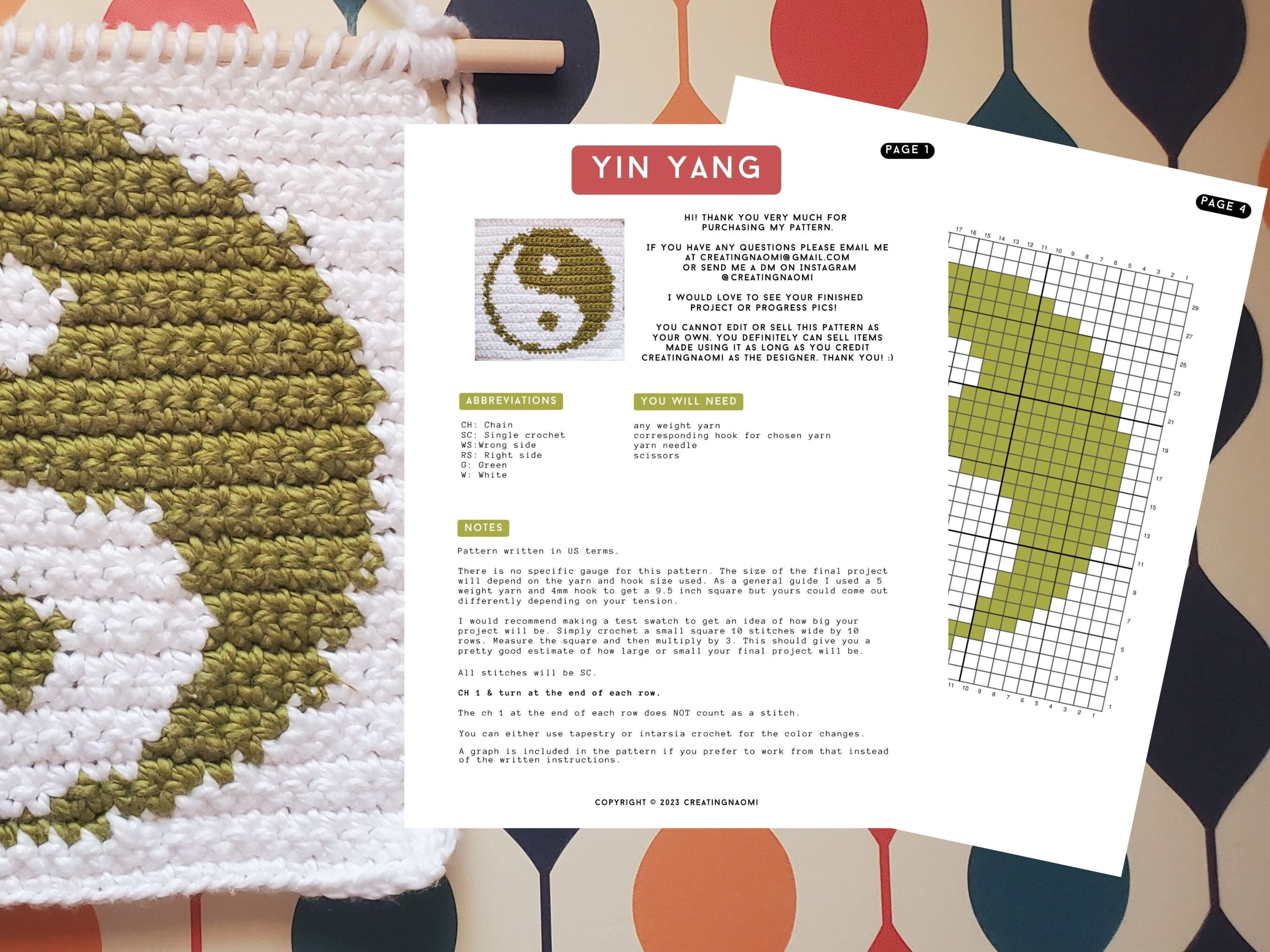 Yin Yang Tapestry Crochet Pattern 30 X 30 Graph - Etsy