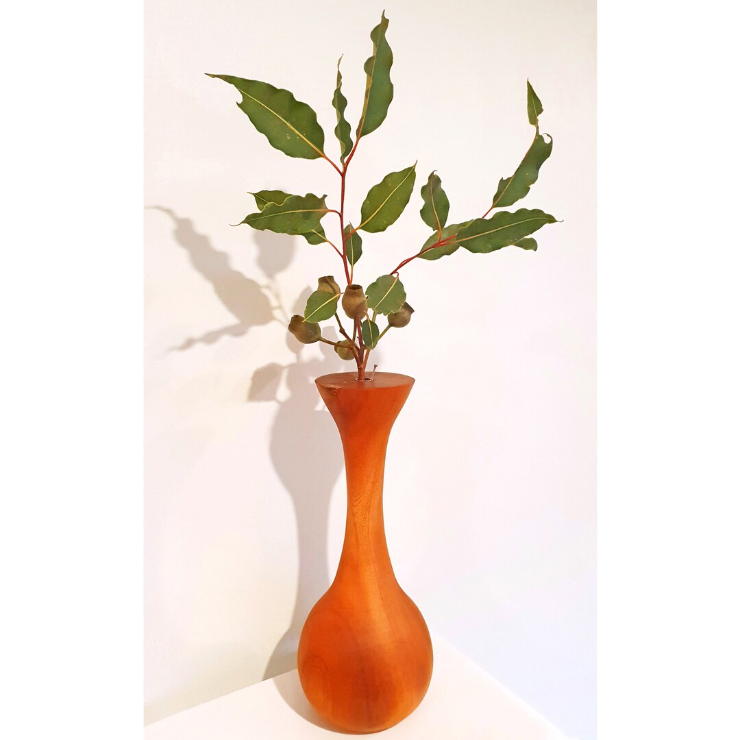 Jarrón de tallo grande torneado en madera hecho a mano Caoba - Etsy España