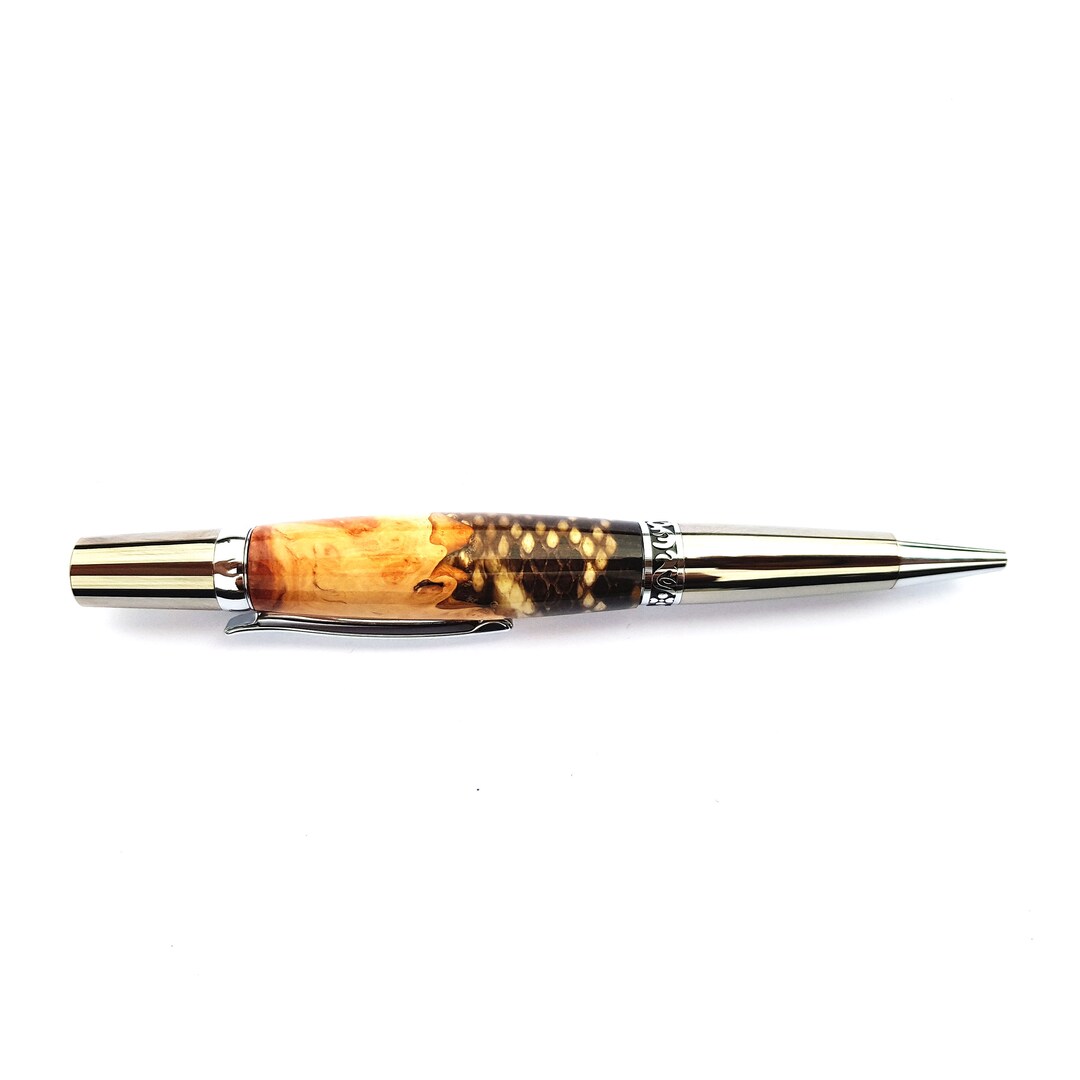 Python Shedded Snake Skin and Burl Timber Hybrid Woodturned Pen - Etsy