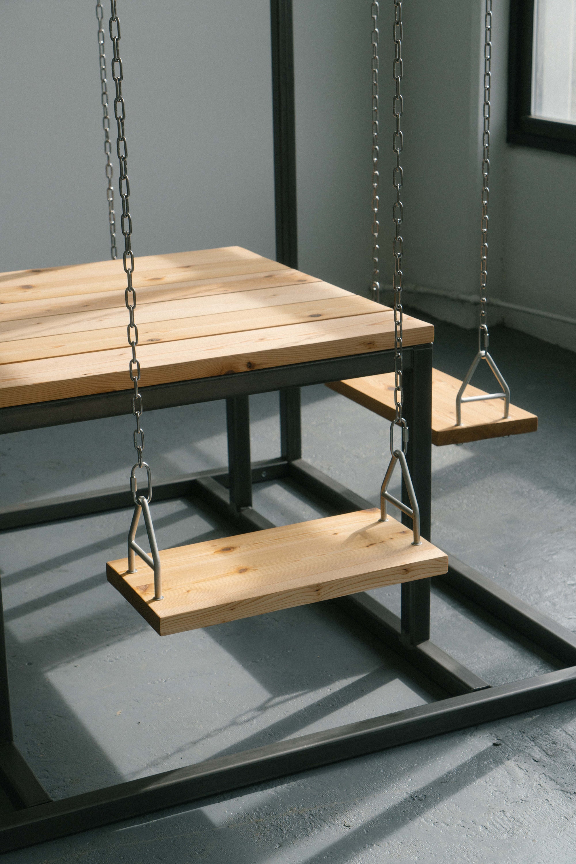 Black 4-seater Swingtable With Cedar Wood - Etsy