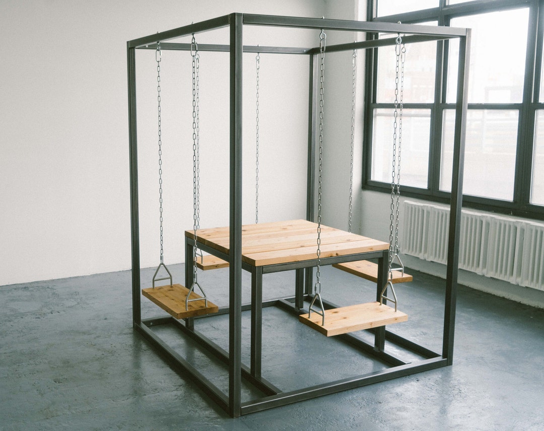 Black 4-seater Swingtable With Cedar Wood - Etsy