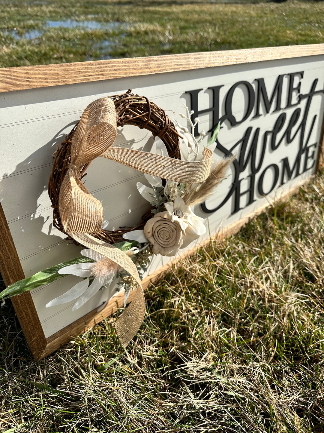 Home Sweet Home Boho Style Wooden Framed Sign for the Home Grapevine ...