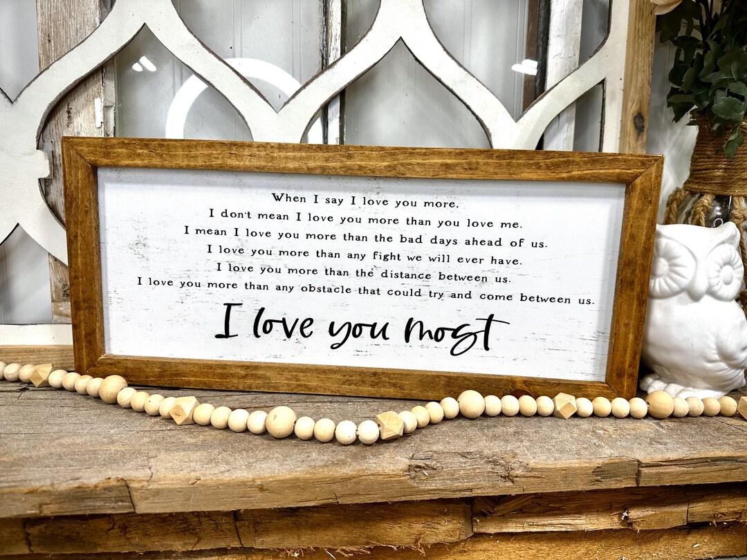 Inspirational Love Quote Wood Framed Canvas Wall Art - Rustic Home ...
