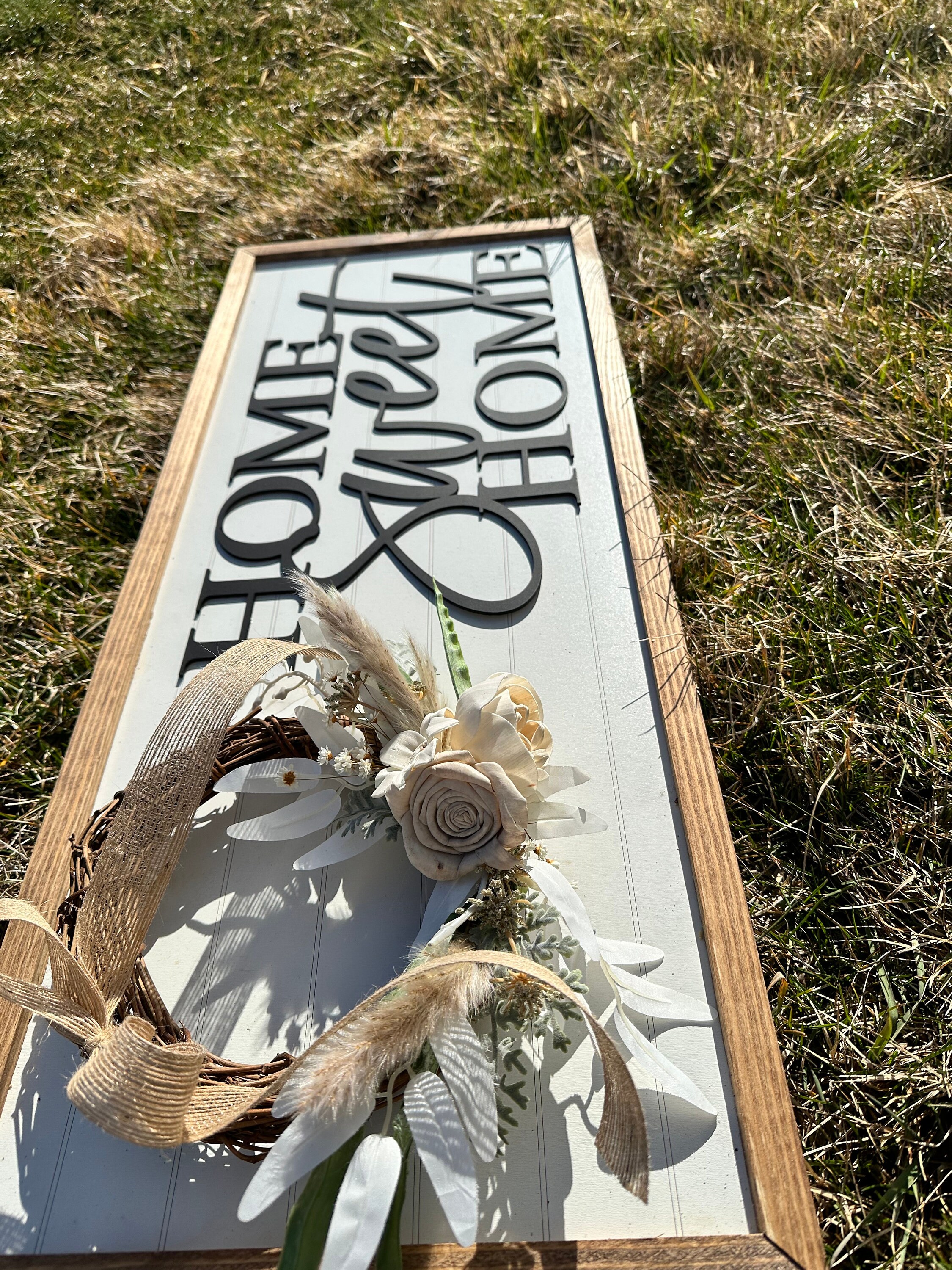 Home Sweet Home Boho Style Wooden Framed Sign for the Home Grapevine ...