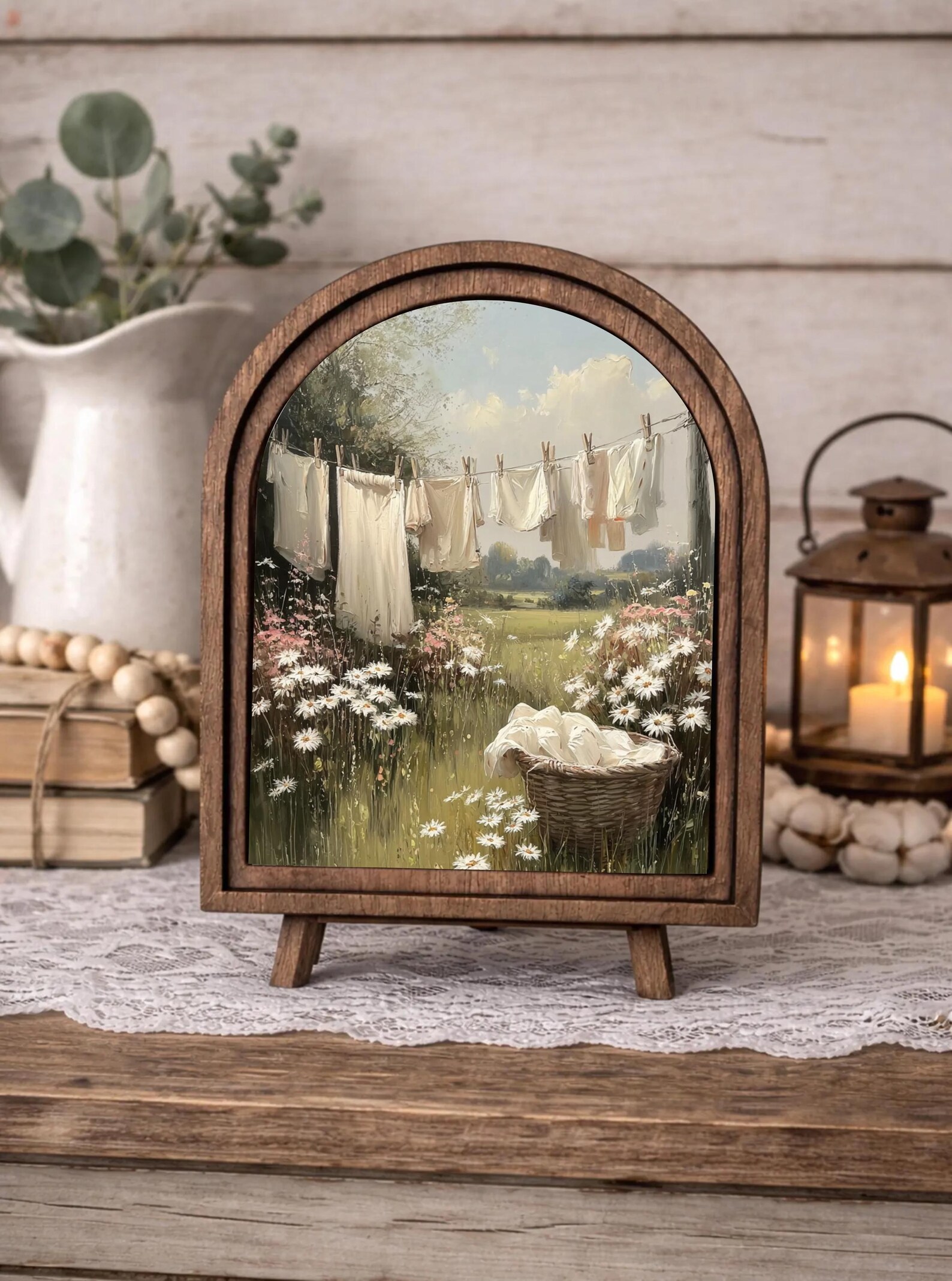 Rustic Farmhouse Laundry Art – Wood Arch Framed Wall Decor – Cottage ...