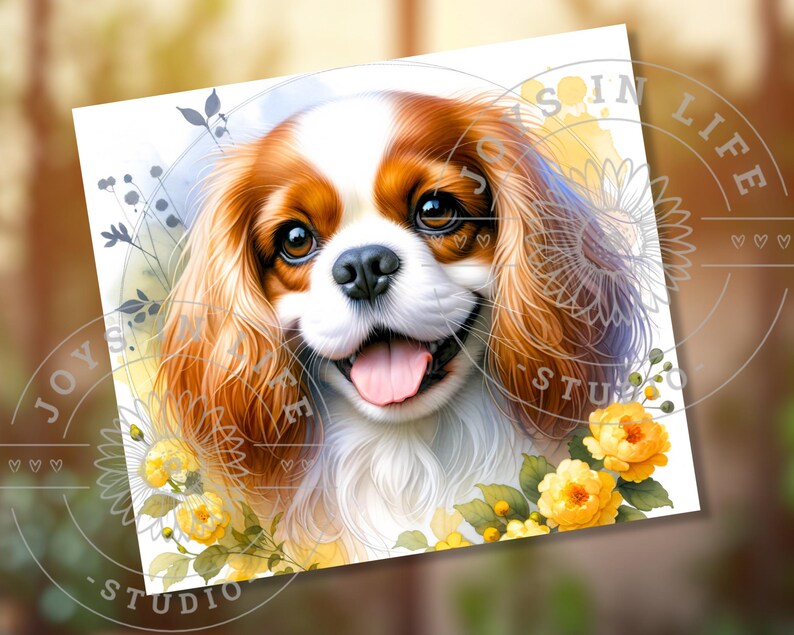 Watercolor Cavalier King Charles Tumbler Sublimation Design (digital ...