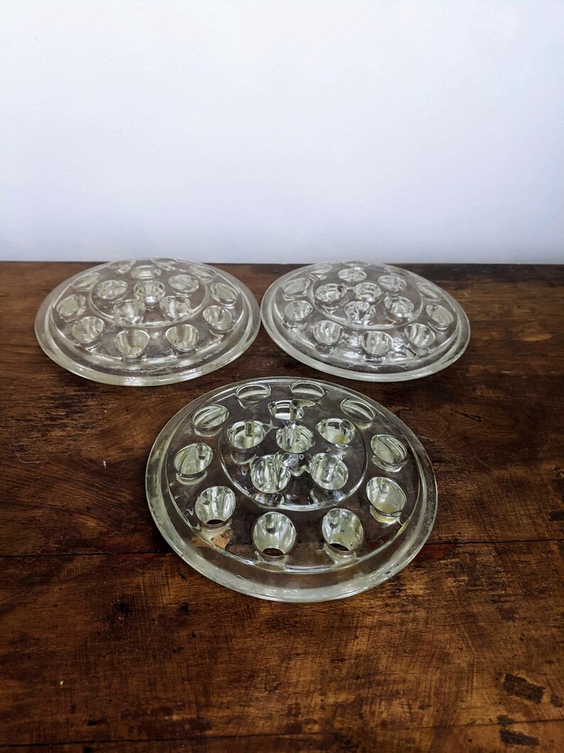 Vintage Glass Flower Frogs | Set of 3 | Large - 16 Holes - Etsy