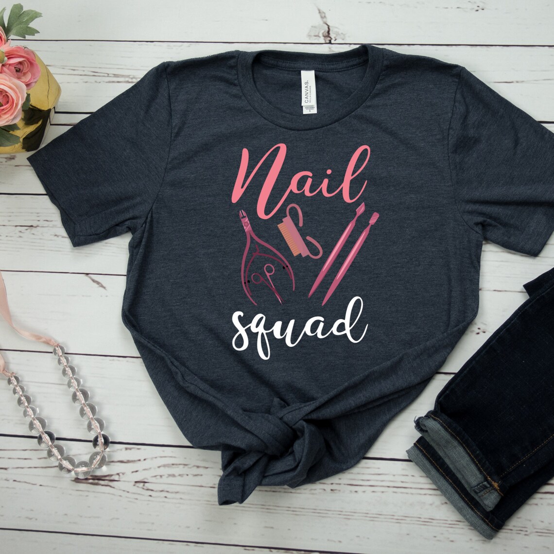 Nail Tech Shirt Nail Squad Tshirt Nail Salon Outfit Nail Tech - Etsy