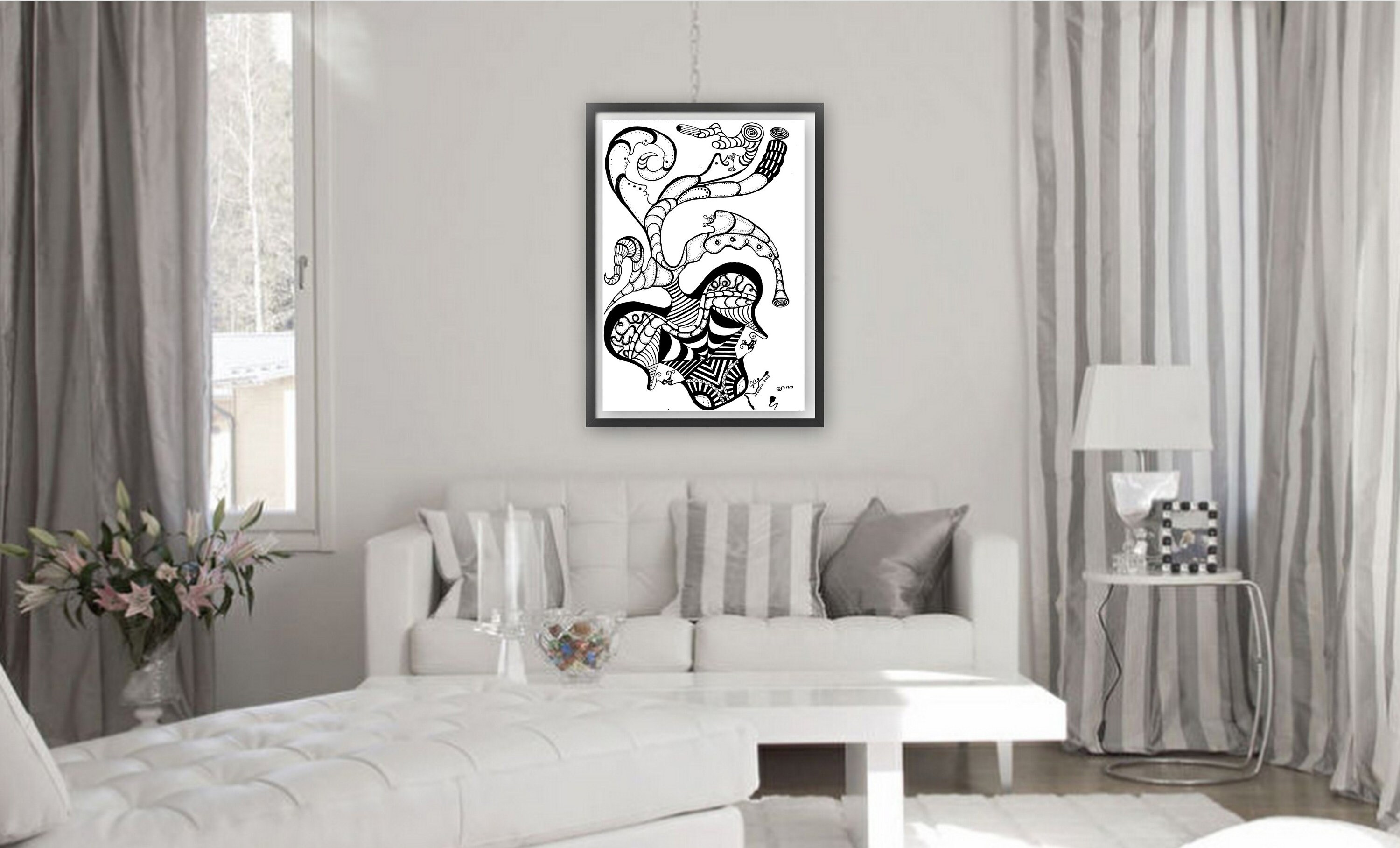 Kabbalah Exotic Fish Print, Black and White Wall Art, PRINTABLE ...