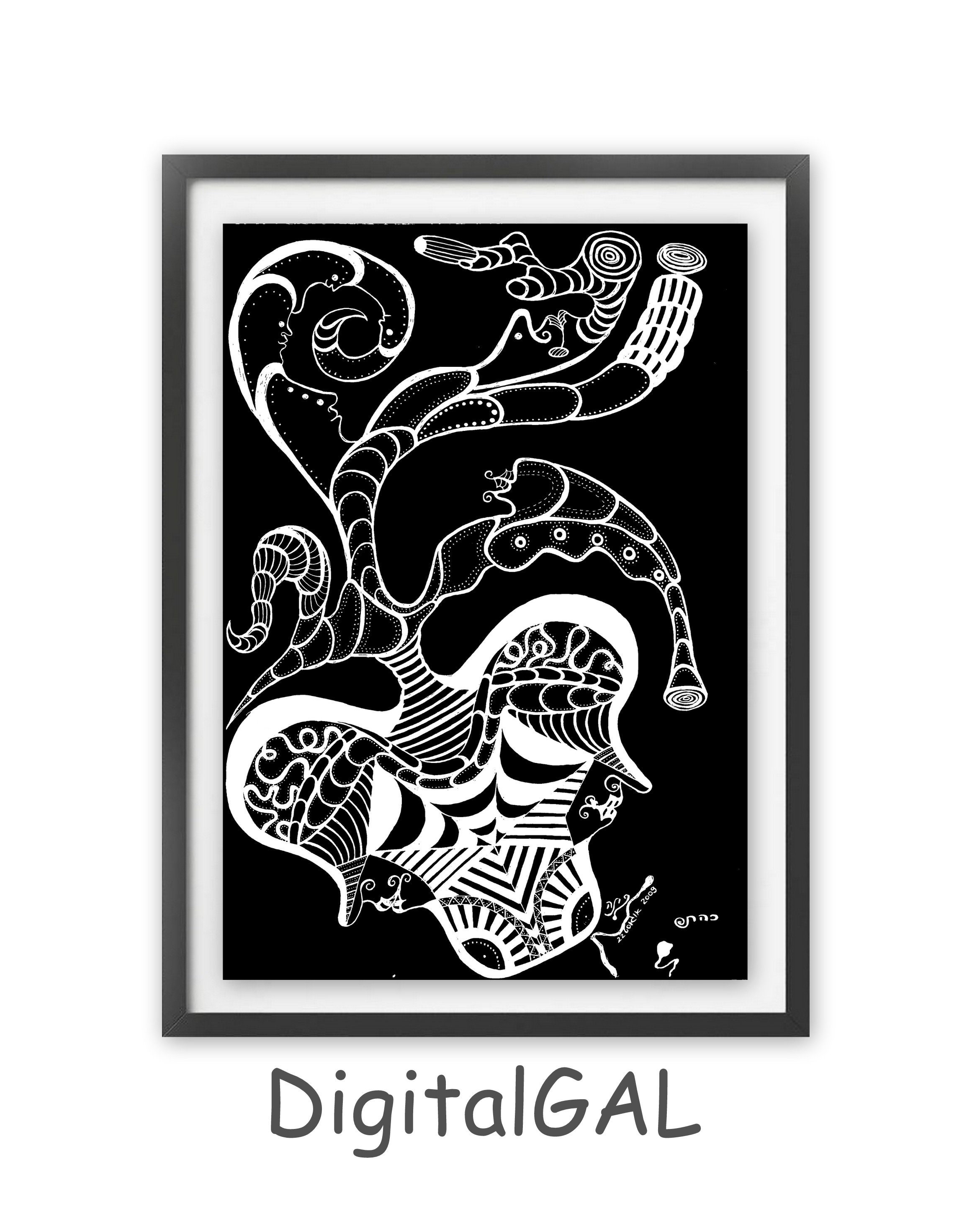 Kabbalah Exotic Fish Print, Black and White Wall Art, PRINTABLE ...