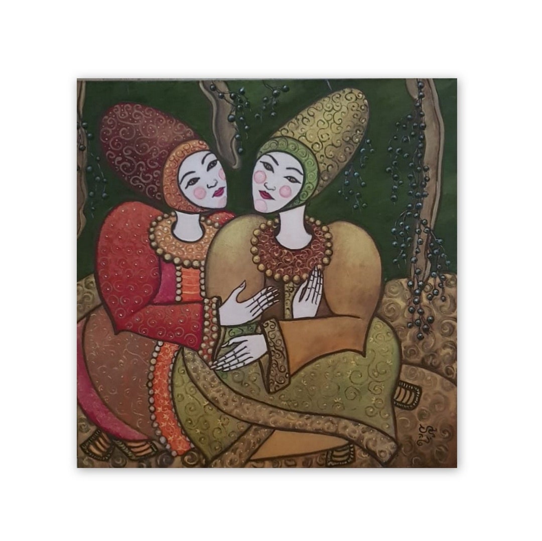 Original Decorativ Acrylic Painting on Canvas Women - Etsy