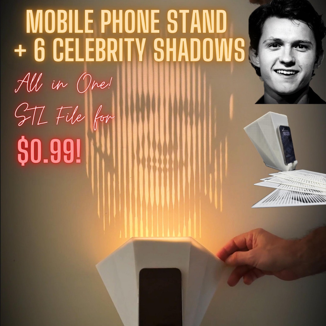 Celebrity Shadow Art Phone Stand STL File: 6-in-1 Design (digital ...