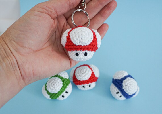 Super Mario Crochet Mushroom Pattern Amigurumi Keychain - Etsy