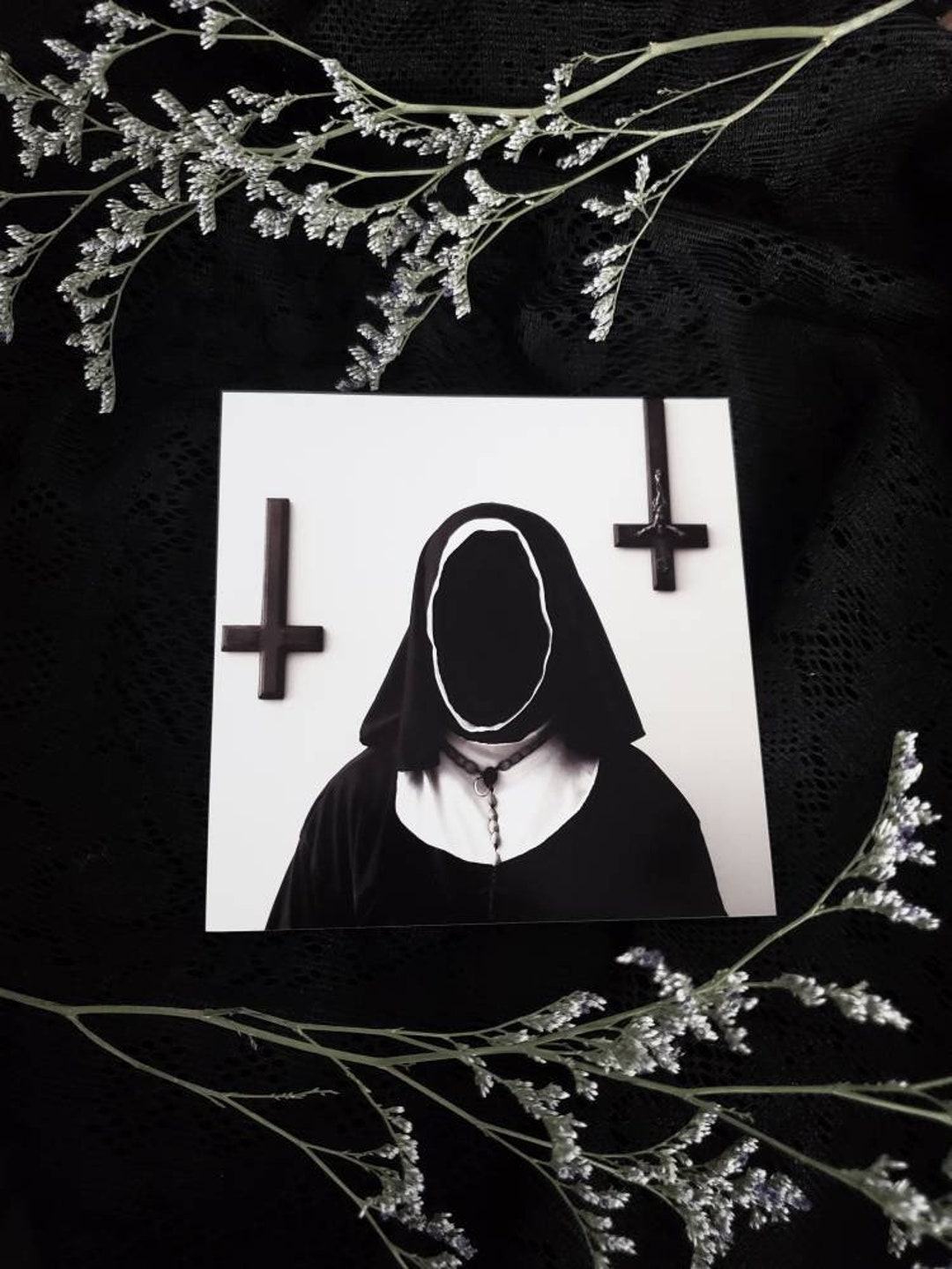 Nun Print Dark Photography Unholy Inverted Cross Horror Photography ...