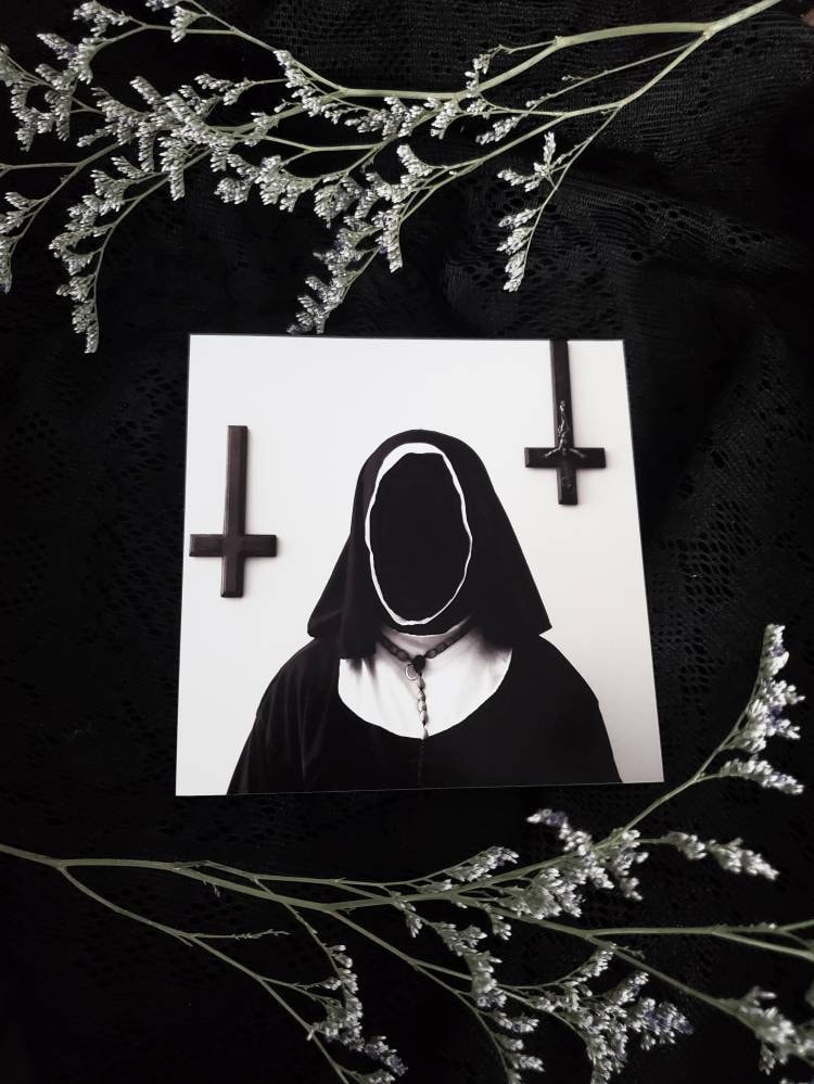 Nun print Dark photography Unholy Inverted Cross Horror | Etsy