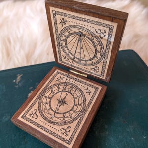 Vintage Pocket Wood Folding Portable Sundial - Steampunk Accessory ...
