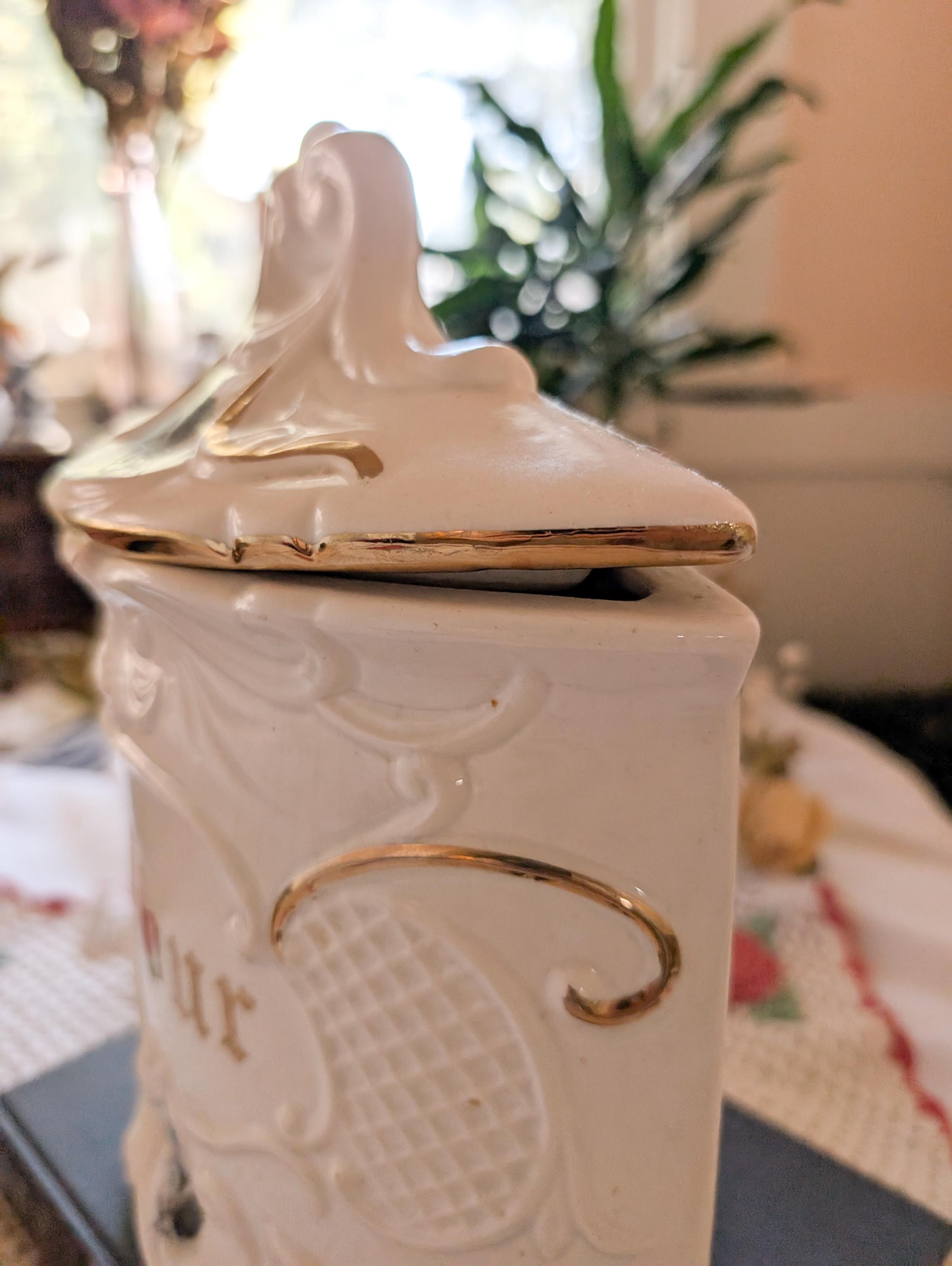 Vintage Blue Floral French Country Cottage Style Ceramic Flour ...