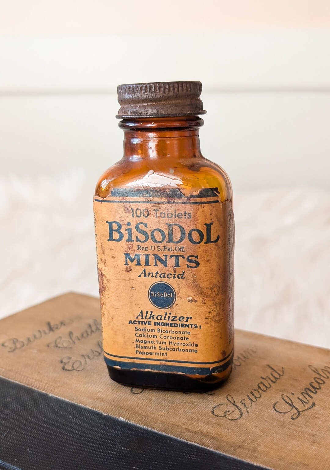 Antique Bisodol Antacid Mints Amber Glass Bottle With Tablets Inside - Etsy