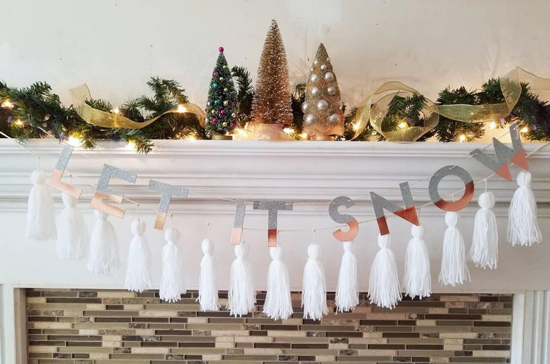White Yarn Tassel Garland Christmas Decor Gender Neutral Etsy