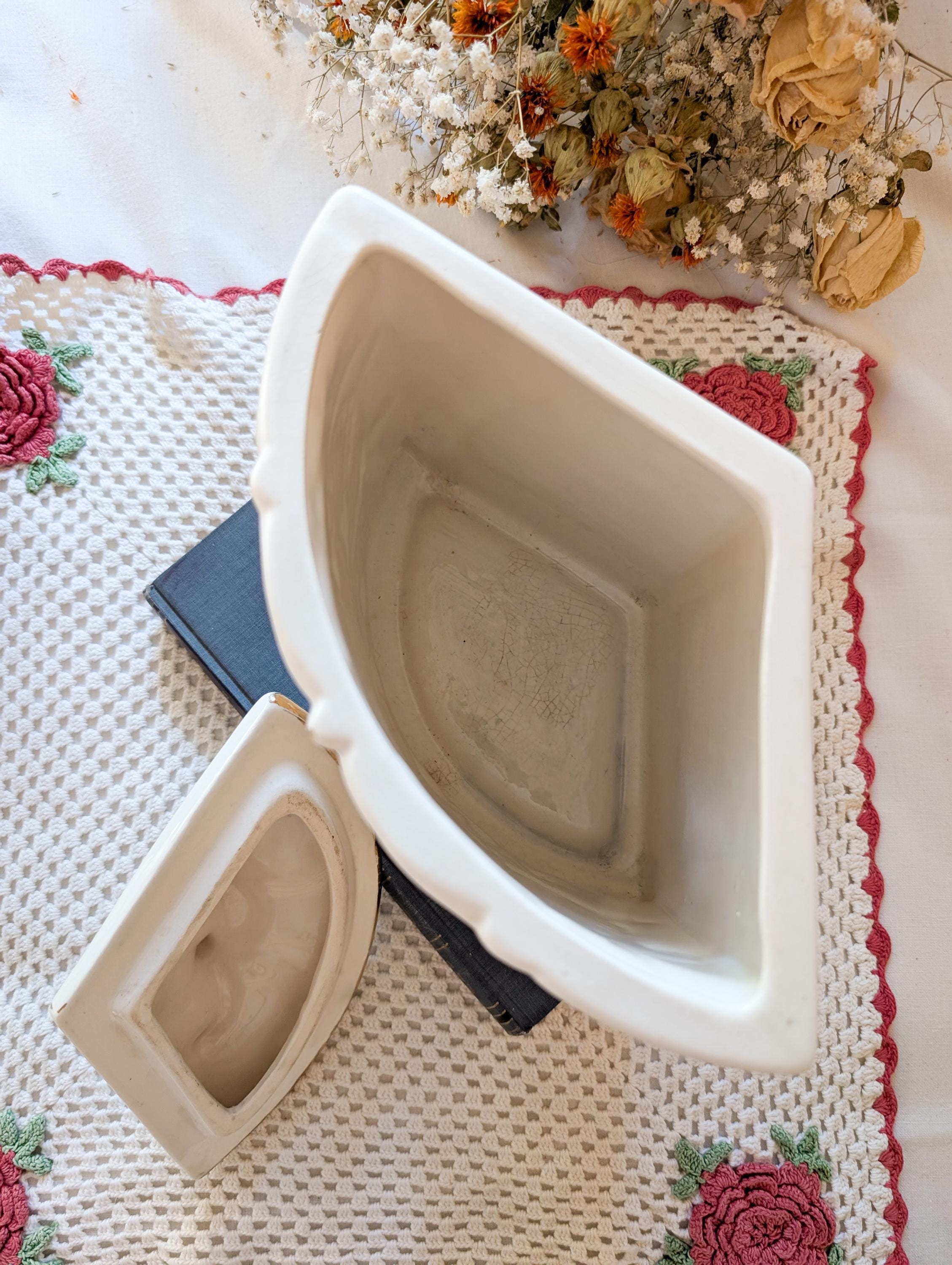 Vintage Blue Floral French Country Cottage Style Ceramic Flour ...