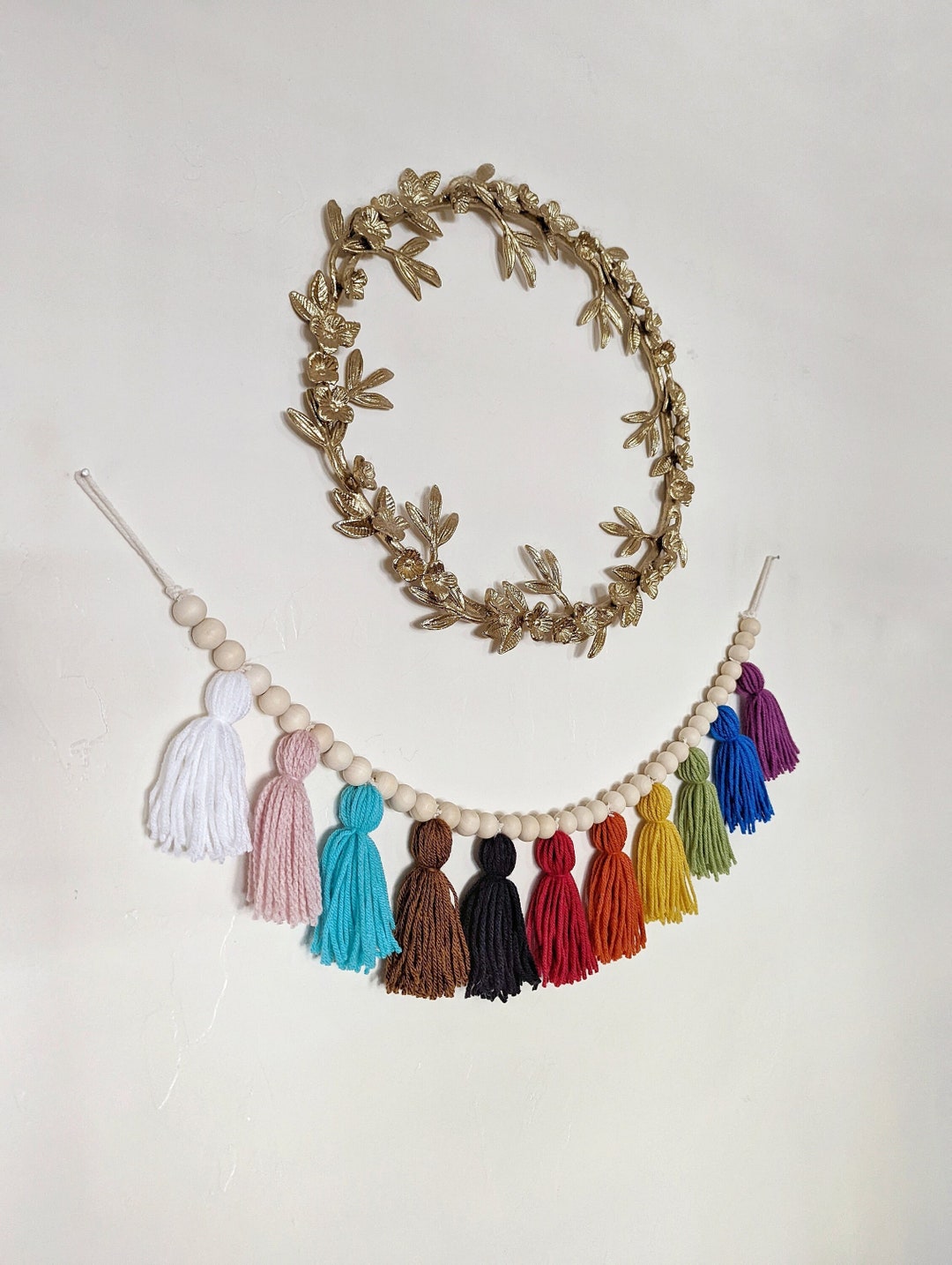 Progressive Pride Flag Yarn Tassel Garland With Wood Beads / LGBTQ+ ...