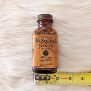 Antique Bisodol Antacid Mints Amber Glass Bottle With Tablets Inside - Etsy