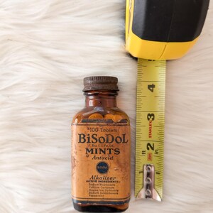 Antique Bisodol Antacid Mints Amber Glass Bottle With Tablets Inside - Etsy