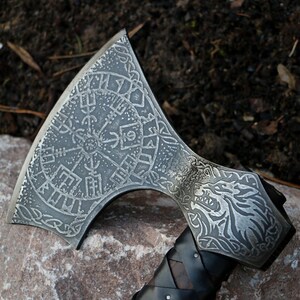 Etched Viking Axe Fenrir Axe Mythology Axe Hand Forged Axe Handmade Axe ...