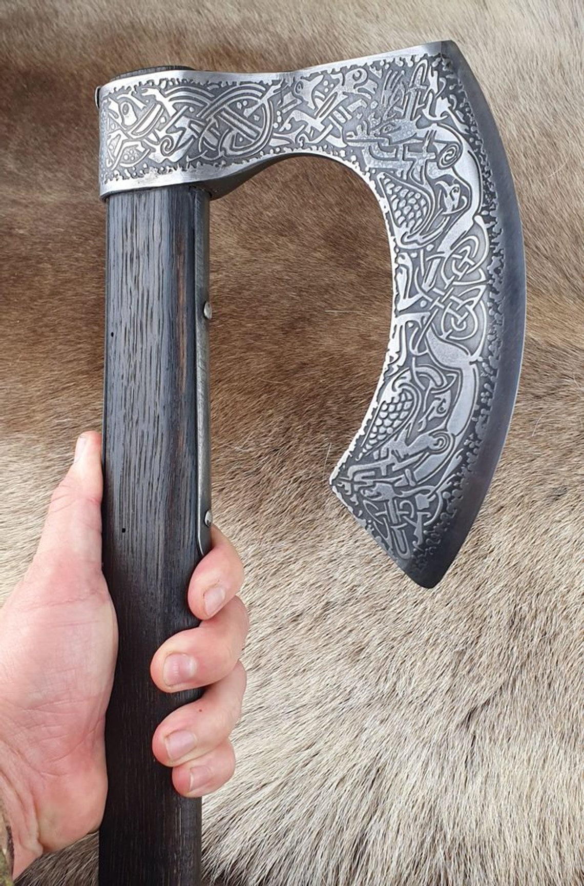 Etched Bearded Viking Axe. Hand Forged Axe. Authentic Old - Etsy