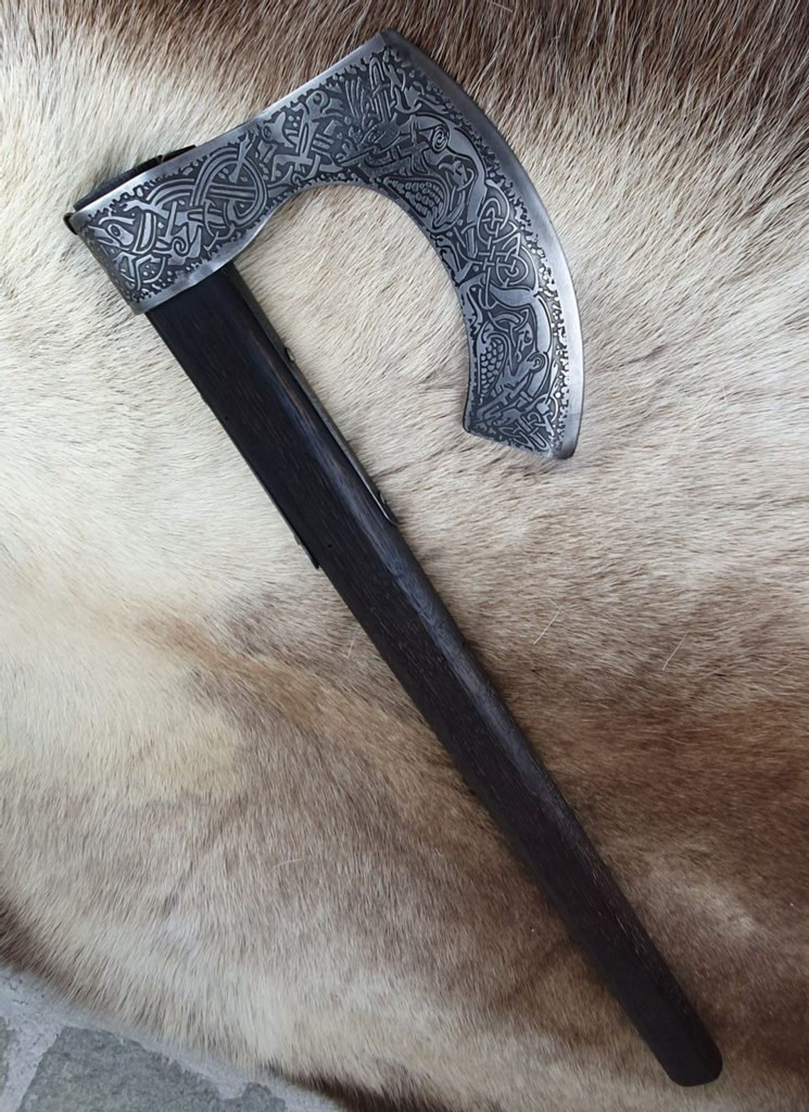 Etched Bearded Viking Axe. Hand Forged Axe. Authentic Old - Etsy