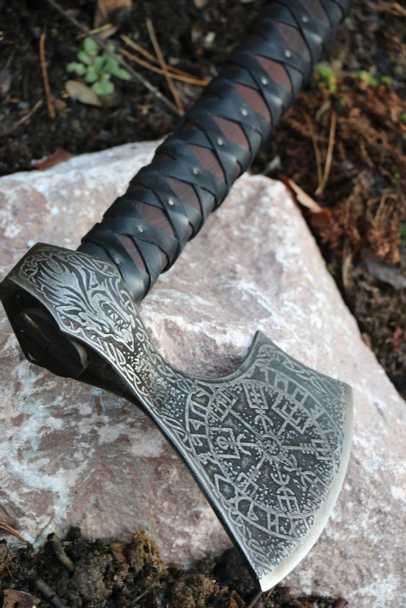 Etched Viking Axe Fenrir Axe Mythology Axe Hand Forged - Etsy