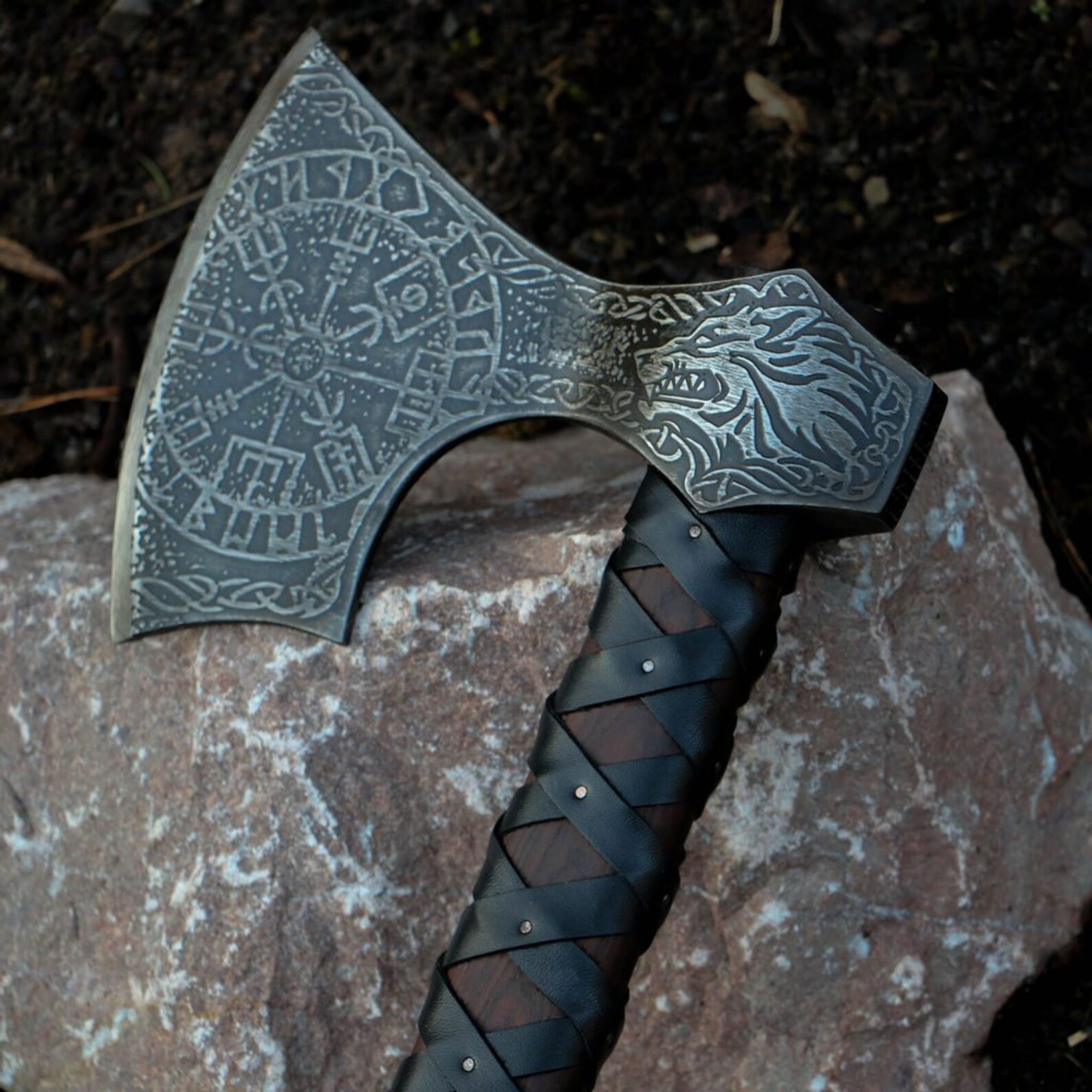 Etched Viking Axe Fenrir Axe Mythology Axe Hand Forged - Etsy