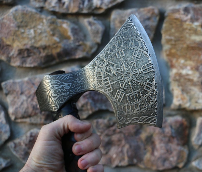 Etched Viking Axe Fenrir Axe Mythology Axe Hand Forged - Etsy