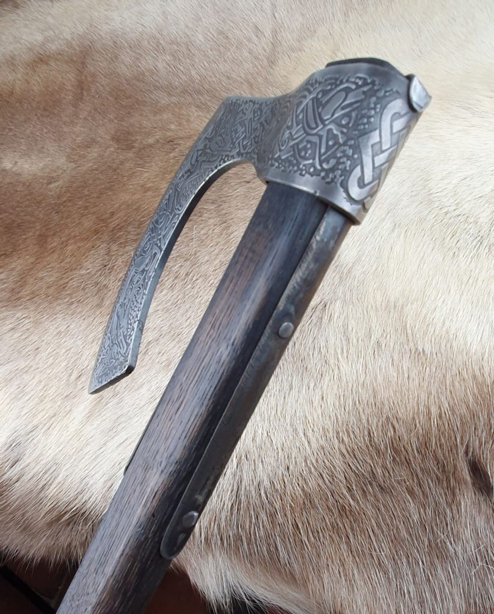 Etched Bearded Viking Axe. Hand Forged Axe. Authentic Old - Etsy